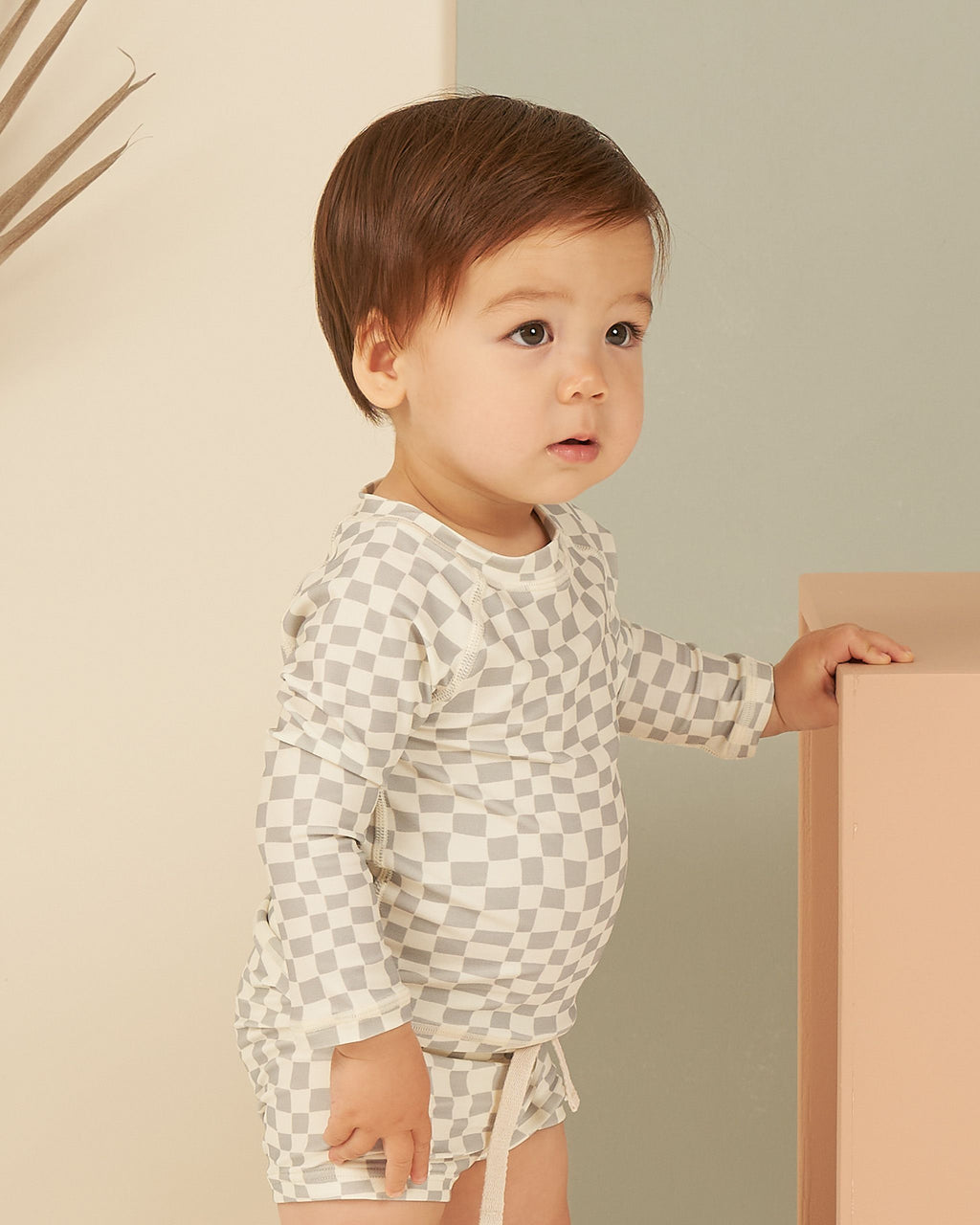 RASH GUARD BOY SET | SEAFOAM CHECK – Barba & Roo