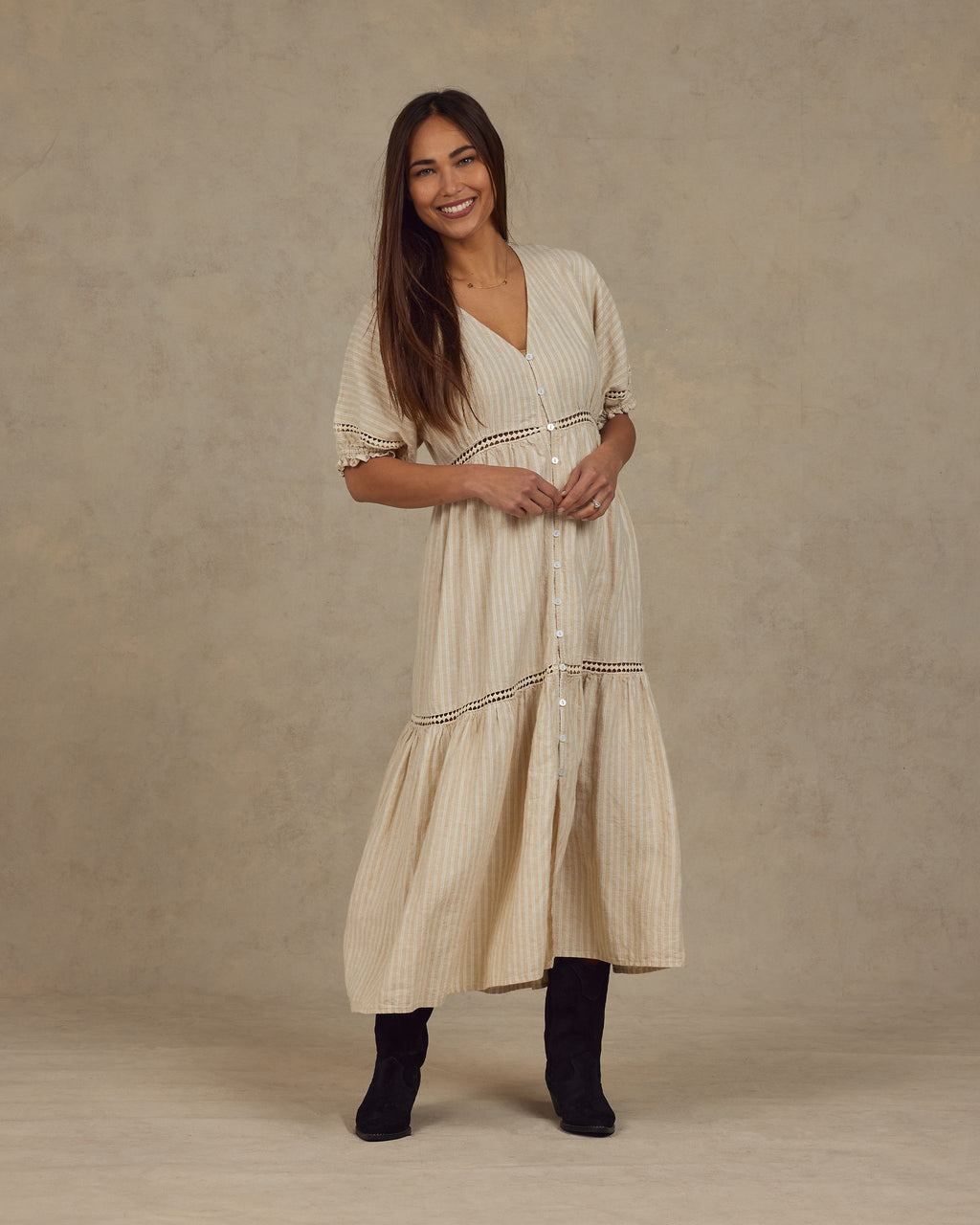 MANDI DRESS | CHAMPAGNE STRIPE – Barba & Roo